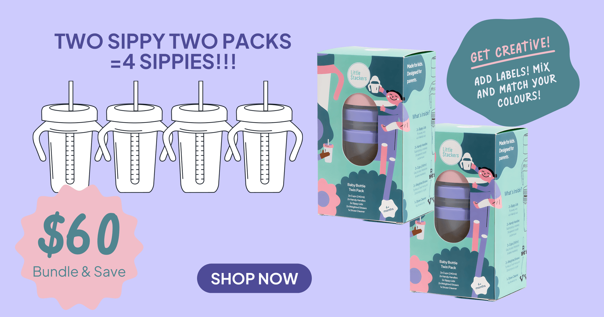 Little Stackers - Baby and toddler bottles. Stackable & sustainable.